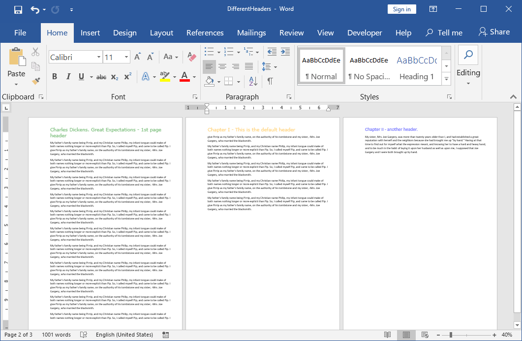 Document Net Create A Docx Document With Different Headers In C And Net